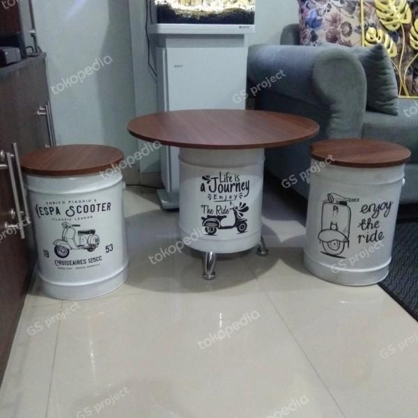 Standar set 2 bangku 1 meja, kursi tong, kursi cafe - Shop | Tokopedia