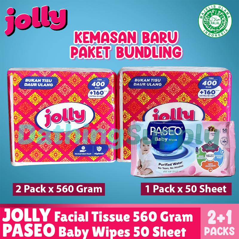 ( PAKET ) Tissue Jolly Facial 560 Gram [2 Pack] dan Tisu Basah Bayi ...