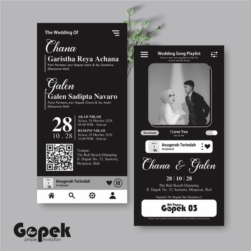 UNDANGAN PERNIKAHAN SIMPLE - UNDANGAN NIKAH ELEGAN GOPEK BW - Shop ...