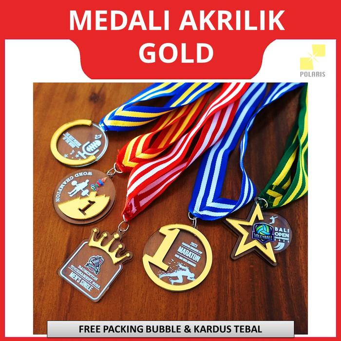 Jual MEDALI AKRILIK MIRROR GOLD CUSTOM PRINT UV - MENDALI ACRYLIC ...