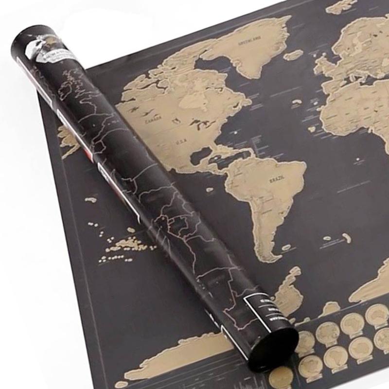 Map World Edition Large Black Gold Style Scratchable Travel Map ...
