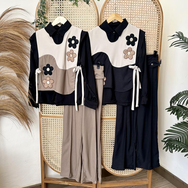 BM - Set 3IN1 Wanita Vivy kemeja , vest dan celana knit knea - Shop ...