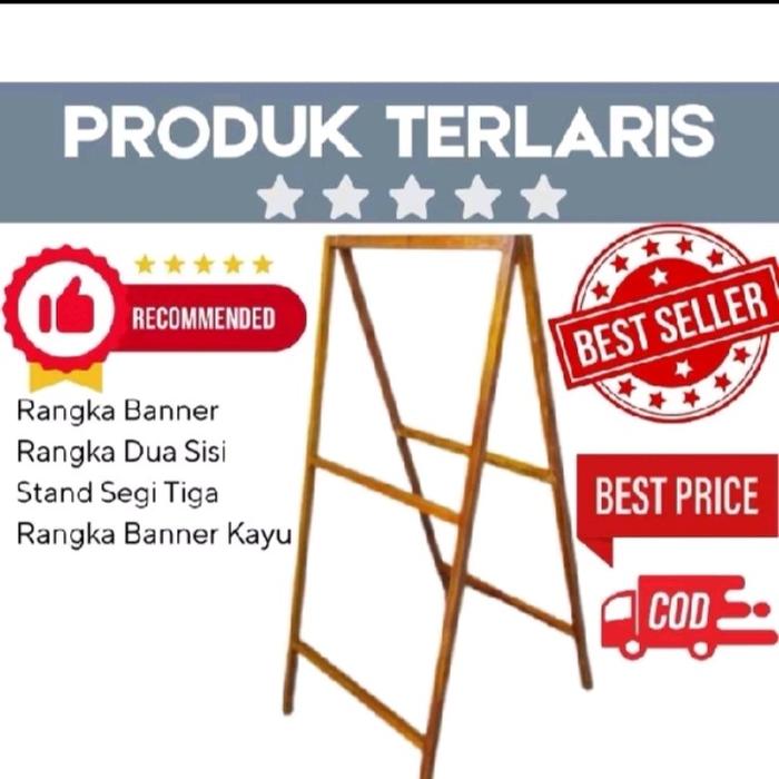 Jual Stand Banner 2 Sisi Kayu Incloud+Sekrup Tahan Lama Ukuran 100x50 ...