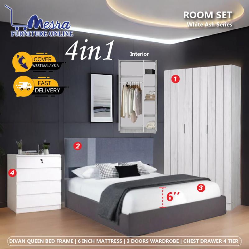 MESRA -3 Door Wardrobe Bedroom set/ Almari Pakaian / almari murah ...