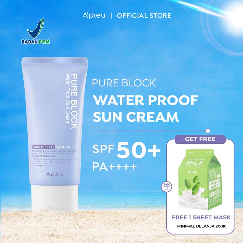 A'pieu Pure Block Water Proof Sun Cream SPF50+/PA+++ - Shop | Tokopedia