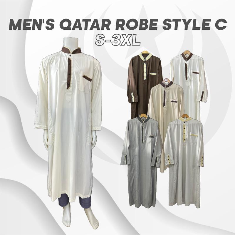 Jubah Men's Qatar Robe Style C - 5 colours - S-3XL - TikTok Shop Malaysia