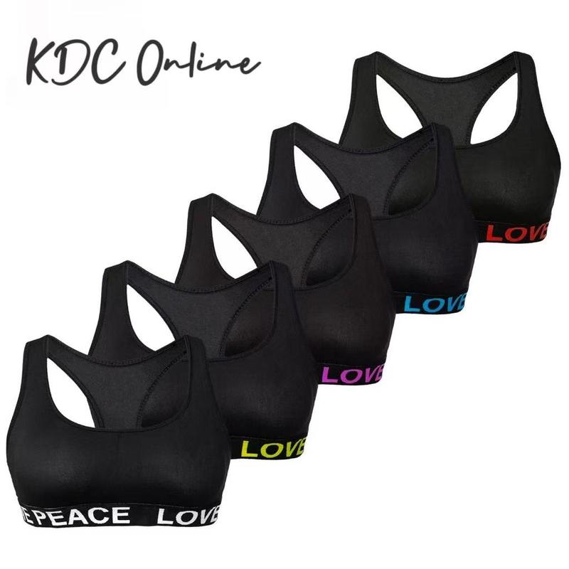 KDC Black Sports Baby Sando Bra With Changeable Foam Peace Love ...
