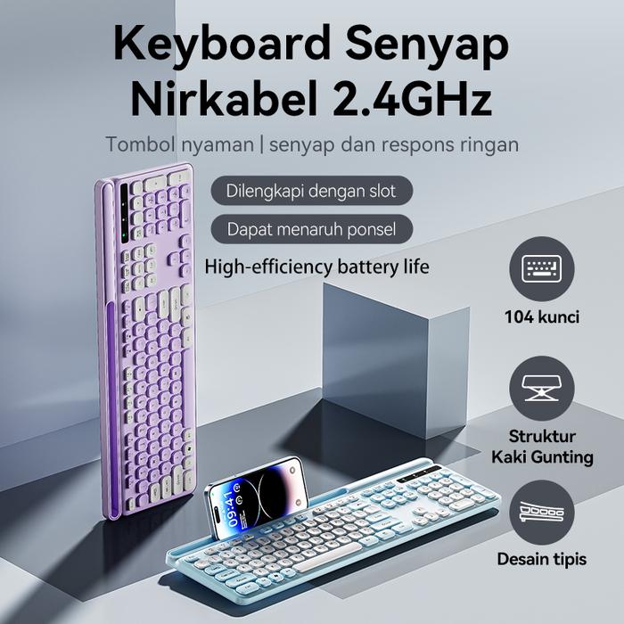 Promo [Wireless Keyboard] Recommended Mechanical Feel Bluetooth Silent ...