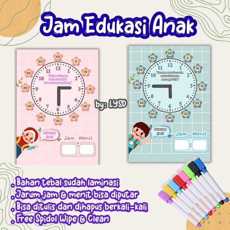 Jam Edukasi Anak Media Edukasi Anak Belajar Mengenal Jam/Waktu - Shop ...