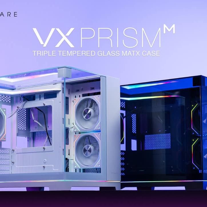 Tecware VX Prism M - Triple Tempered Glass PC Case (Black/White ...