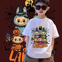 Promo Cartoon Print Halloween Labubu 1-11Years T-shirts for Kids Round ...