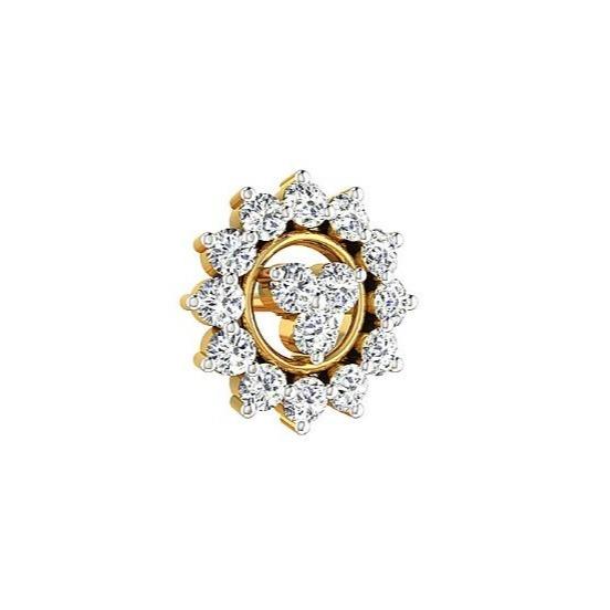 18K Yellow Gold Diamond Mookuthi Floral Nose Pin (0.142cts) Jewelry ...