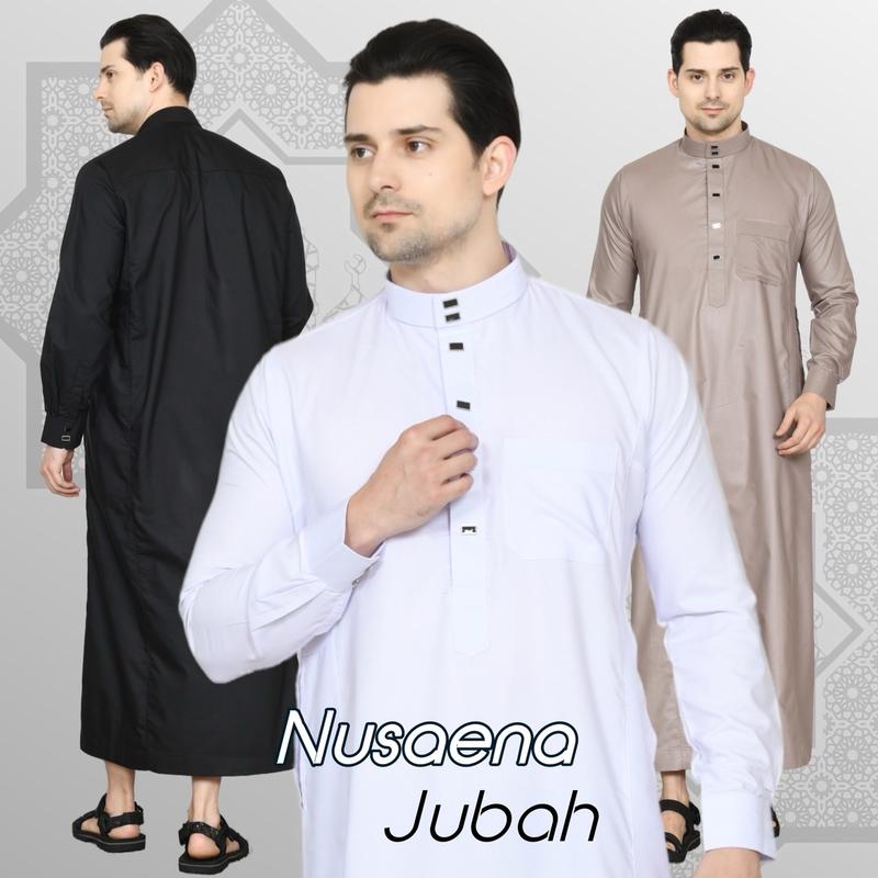 Nusaena Jubah Polos Slimfit Nusaena Style Haramain Kerah Tegak - Shop ...