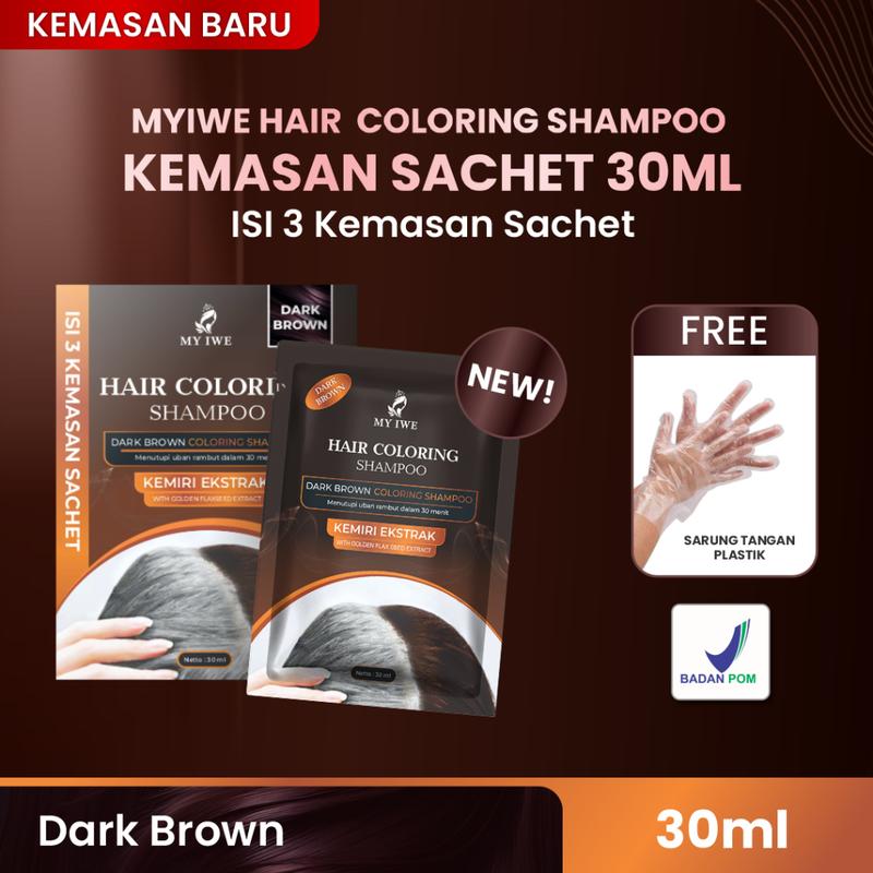 MY IWE HAIR Coloring Shampoo uban 3 sachet isi 30ml Shampo Penghitam ...