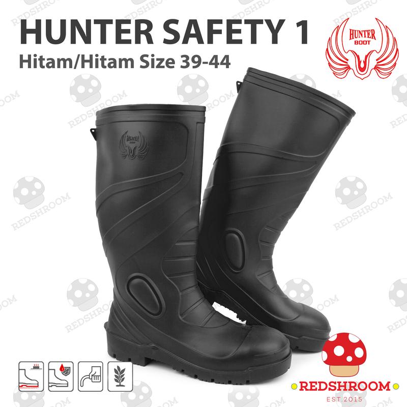 Sepatu Boot Tinggi Hunter Safety 1 Hitam Toe Cap Besi Anti Slip - Shop ...