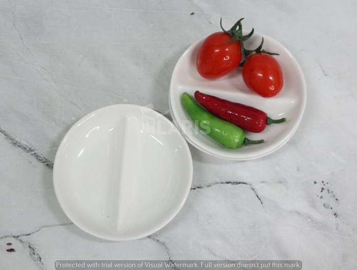 Jual Legacy Piring Sambal Sekat Dua Keramik / Soy Sauce Dish Partitiona ...