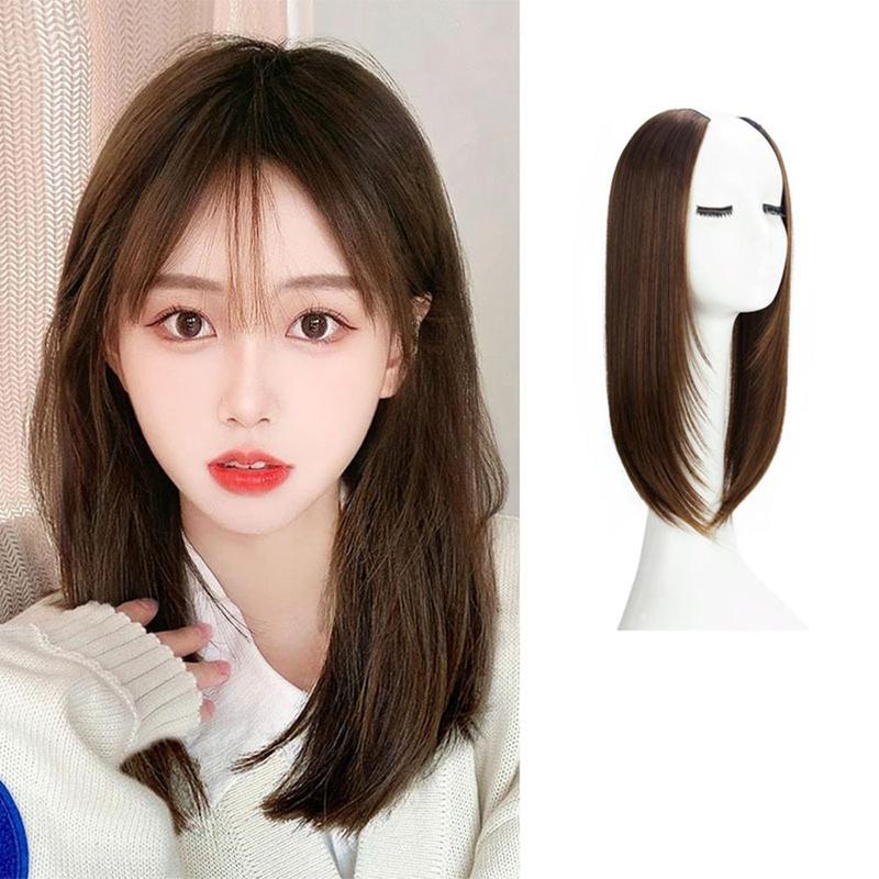 YANKUN 40cm Invisible Seamless U-shape Clip-on Straight Wig Natural ...
