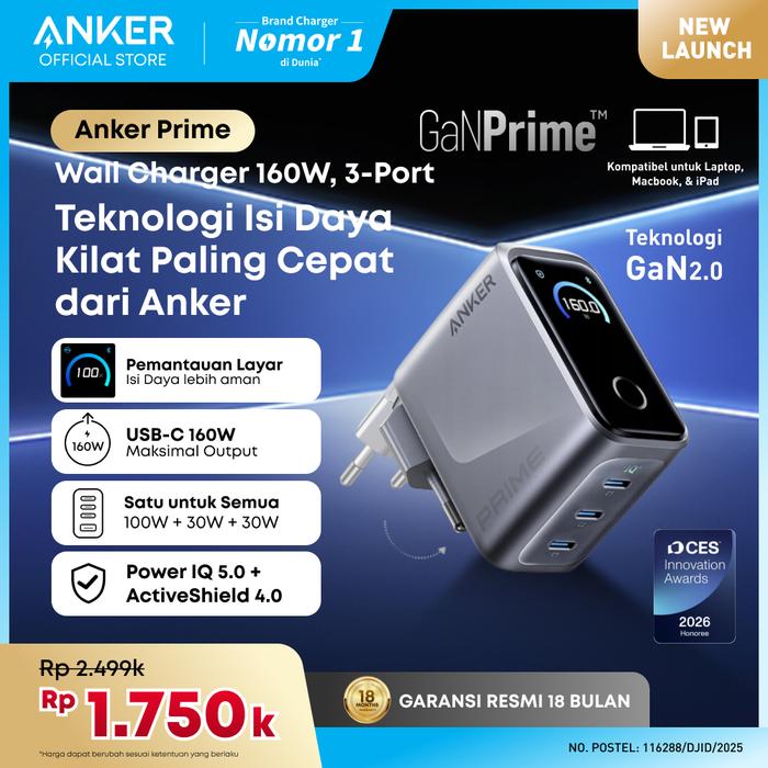 Promo Anker Wall Charger Adaptor GAN Type C for Laptop Macbook Lenovo ...