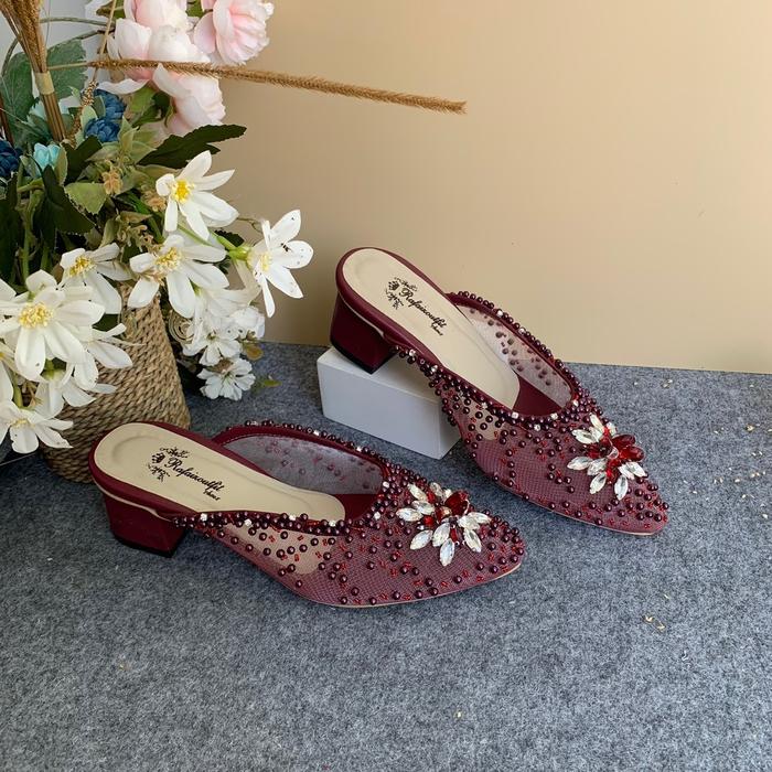 Jual Sepatu wedding pesta wanita cantik Nindy Burgundy 5cm - 41 ...