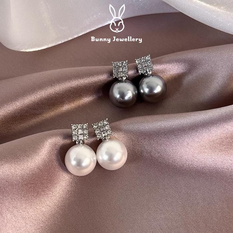 【Bunny Jewellery】Anting-anting abu-abu/putih, gaya klasik Perancis ...