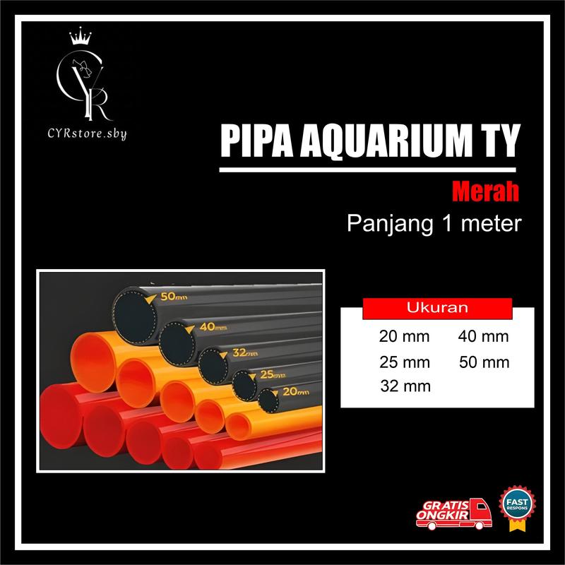 Pipa TY Aquarium U – PVC warna merah 1 meter - Shop | Tokopedia