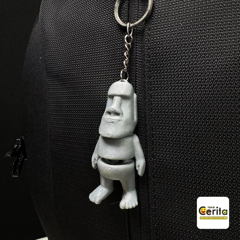 Gantungan Kunci Moai Emoji Fidget Toy - 3in1 Aksesoris Tas dengan ...