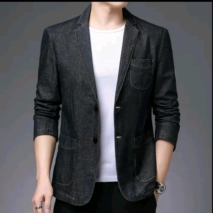 Jas Blazer Slimfit Denim casual/Blazer Jeans pria/jas denim Tebal-jas - Shop | Tokopedia