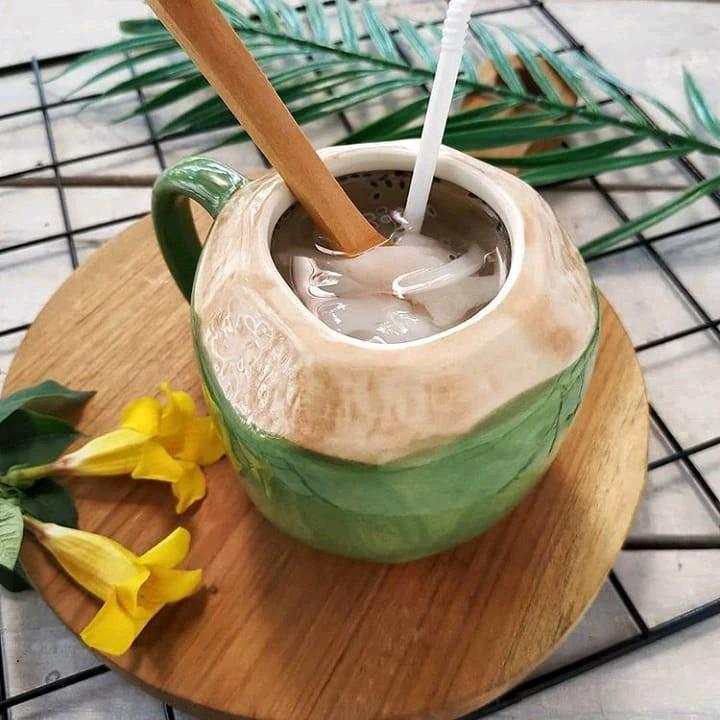 GELAS MUG LUCU AESTHETIC/MUG BENTUK KELAPA/SOUVENIR LUCU MURAH/BISA ...
