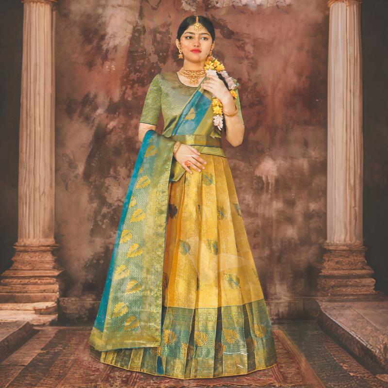 Readymade Traditional 3 in 1 Gown Pavadai thavani Dupatta (Lehenga ...
