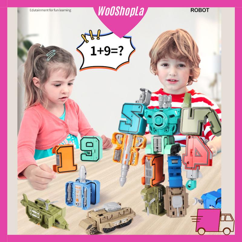 WoOShopLa | 10 Numbers Robot Building Toys Math Number Transformation ...