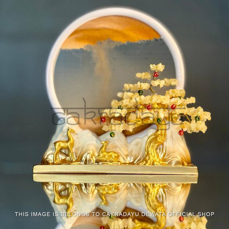 Ornamen Feng Shui Pohon Rejeki Lukisan Pasir dan Rusa Simbol Panjang ...