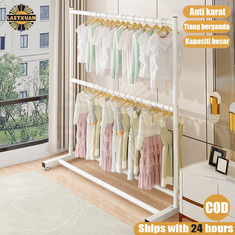 HOT 60/100/120/150cm Double Layer Metal Clothes Hanger Drying Rack ...