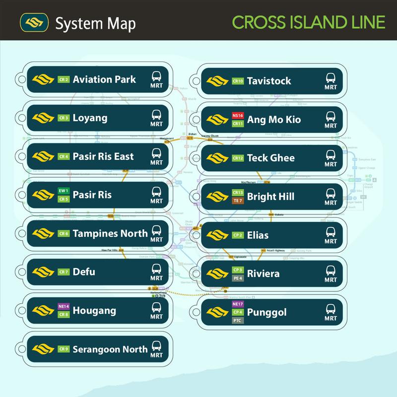 MRT Station Keychain - Cross Island Line (CRL) Teal Line Stations ...