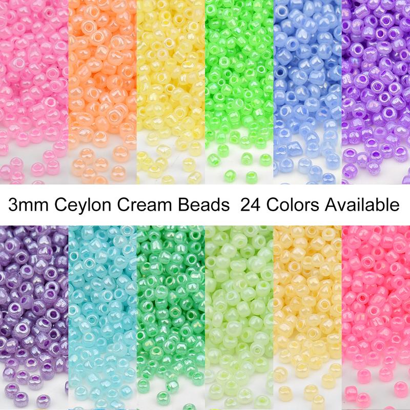 3mm Glass Beads for Bracelets Making Opaque Ceylon Cream Waist Beads ...
