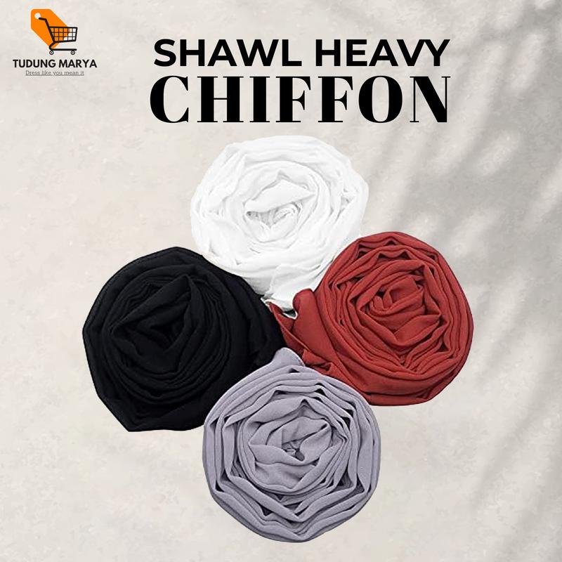 New Tudung || SHAWL HEAVY CHIFFON || 1.8 Meter || Quality Chiffon ...