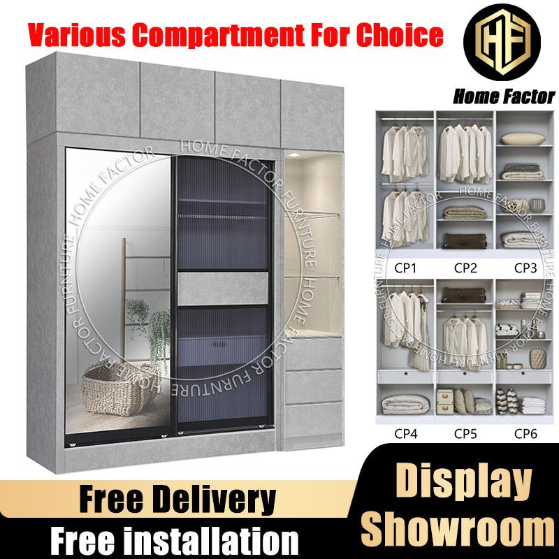 Sliding Door Wardrobe(FREE DELIVERY&INSTALL)Type D8 Mirror Door Solid ...