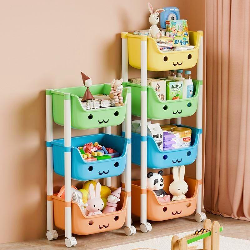 Cute Colorful 3-5 Layer Storage Rack with Wheels Mobile Adjustable ...