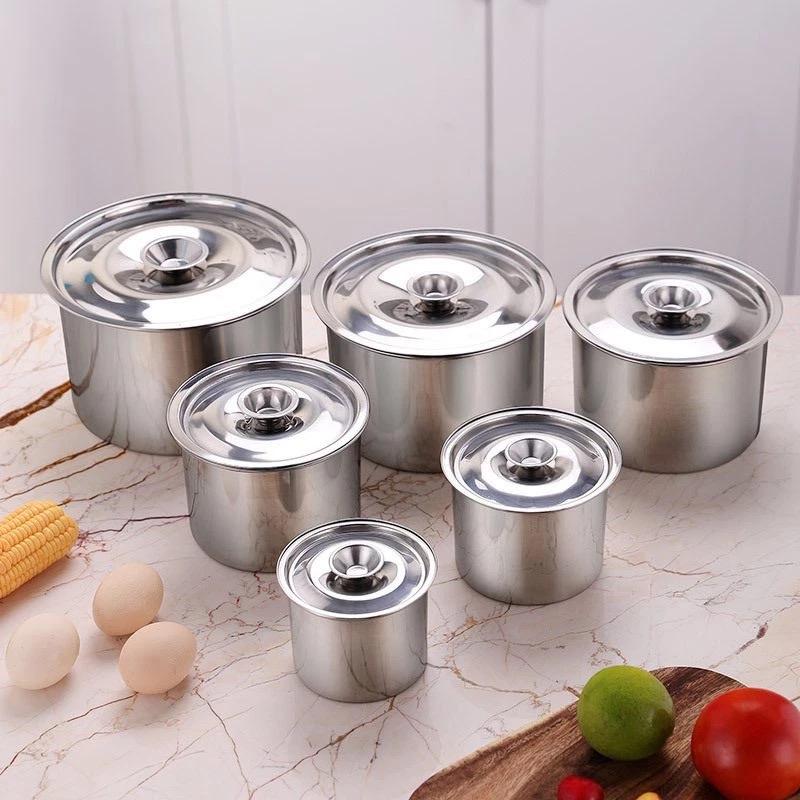 Stainless Steel Round Seasoning Stock Pot With Lid Bekas Rempah ...