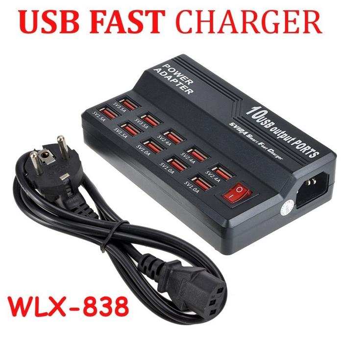 Jual USB Power Adapter 10 Port Max output 12A Fast Charger Universal ...