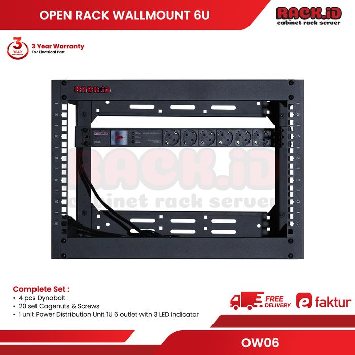 Promo RACK ID Open Wallmount Rack 6U Depth 530mm Rak Server OW06 ...