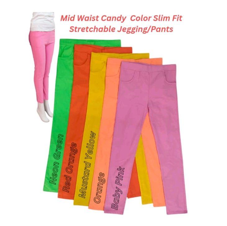 MID WAIST CANDY COLOR SLIM FIT STRETCHABLE CASUAL LADY ELASTIC - TikTok ...