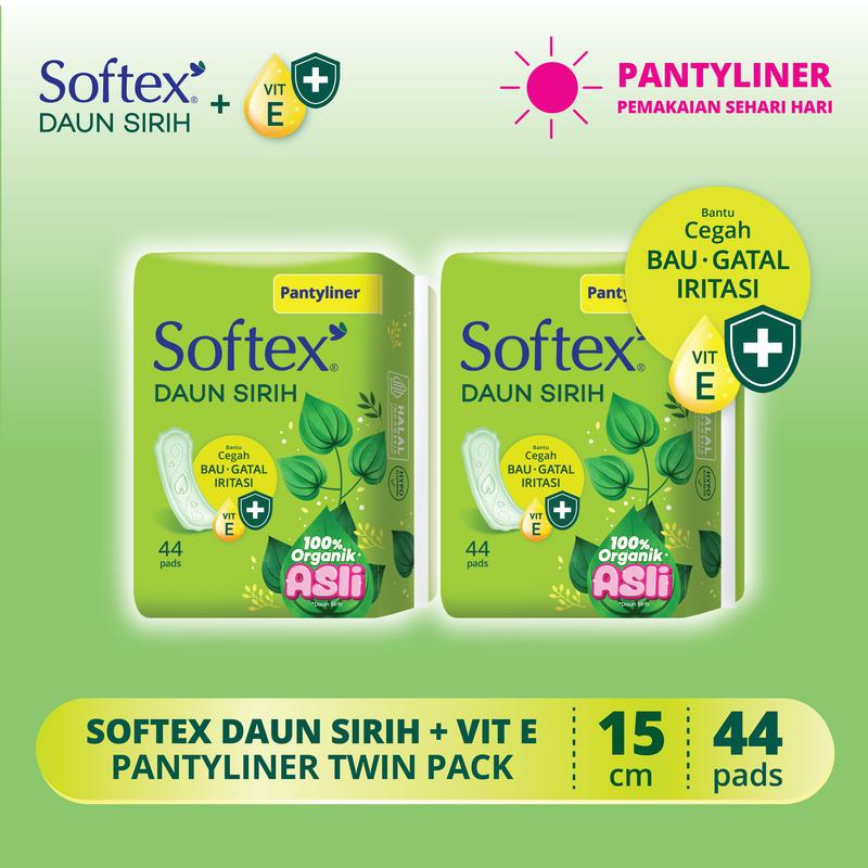 Pantyliner Softex Daun Sirih + Vitamin E 44s x 2 Pack - Pantyliner ...