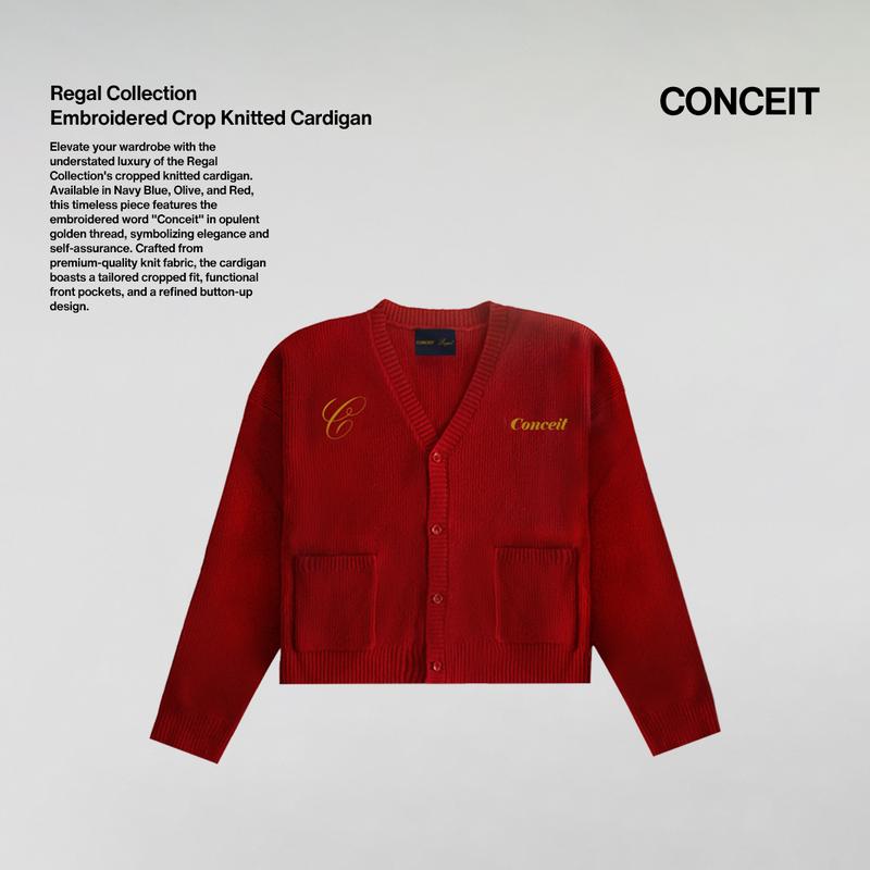 CONCEIT Embroidered Crop Knitted Cardigan Regal Collection Knitwear ...