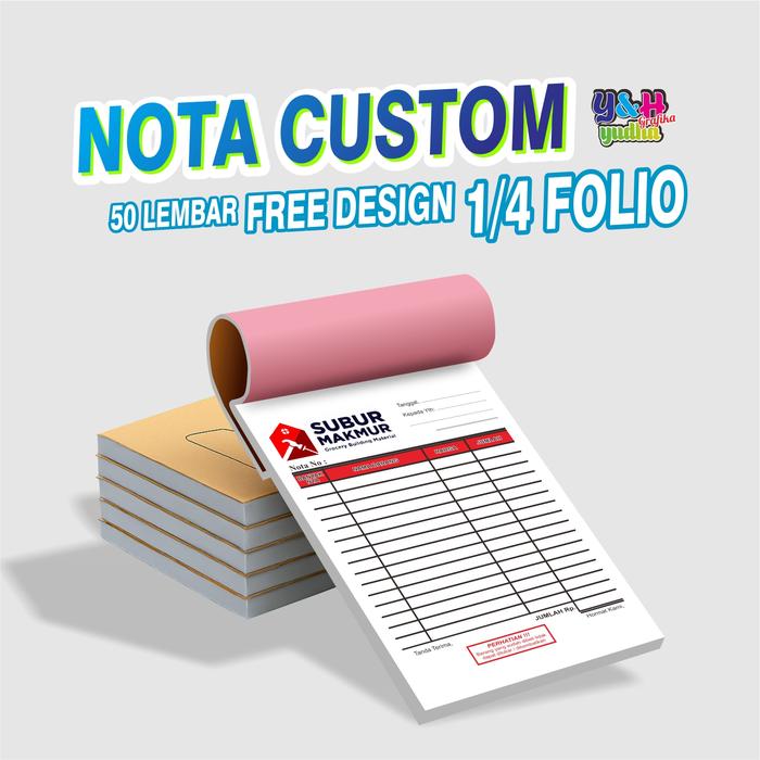 Promo nota custom 1/4 nota custom toko sendiri nota murah nota keren ...