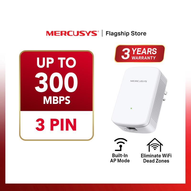 Mercusys 300Mbps 3 Pin Range WiFi Extender & Wireless Repeater - TikTok Shop Malaysia