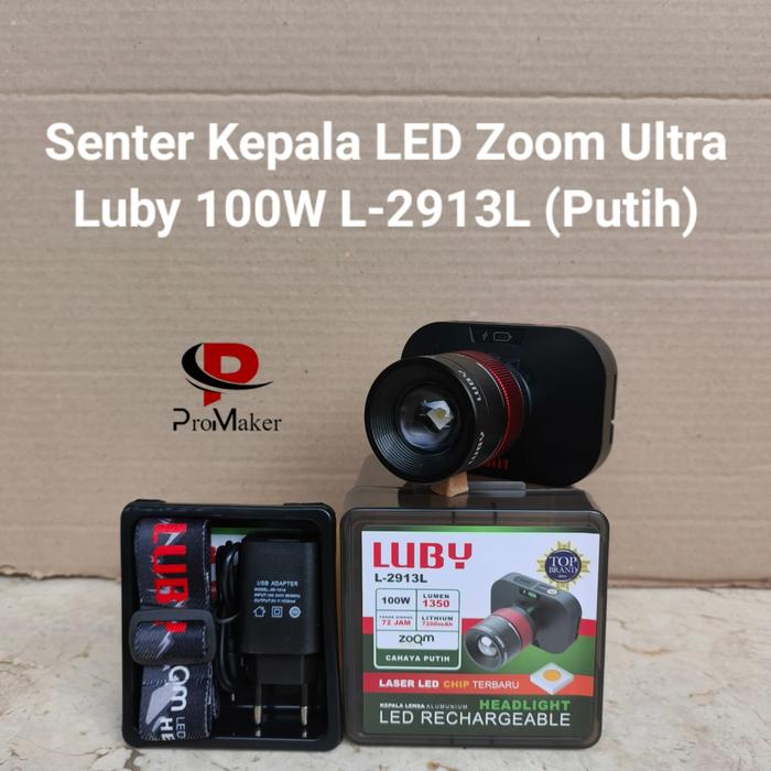 Jual Senter Kepala LED Zoom Ultra 100 Watt L-2913L Headlamp Cahaya ...