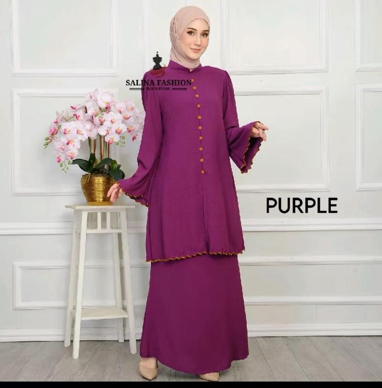 BAJU KURUNG KABAYA KOLLOR BORDER LACE . KAIN CEY IRONLESS . SIZE ...