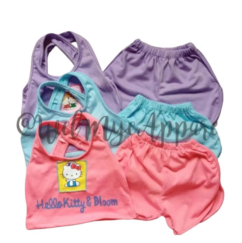 Bloom Cartoon Patch Design Sando Short Terno, Girls 1-12 months ...