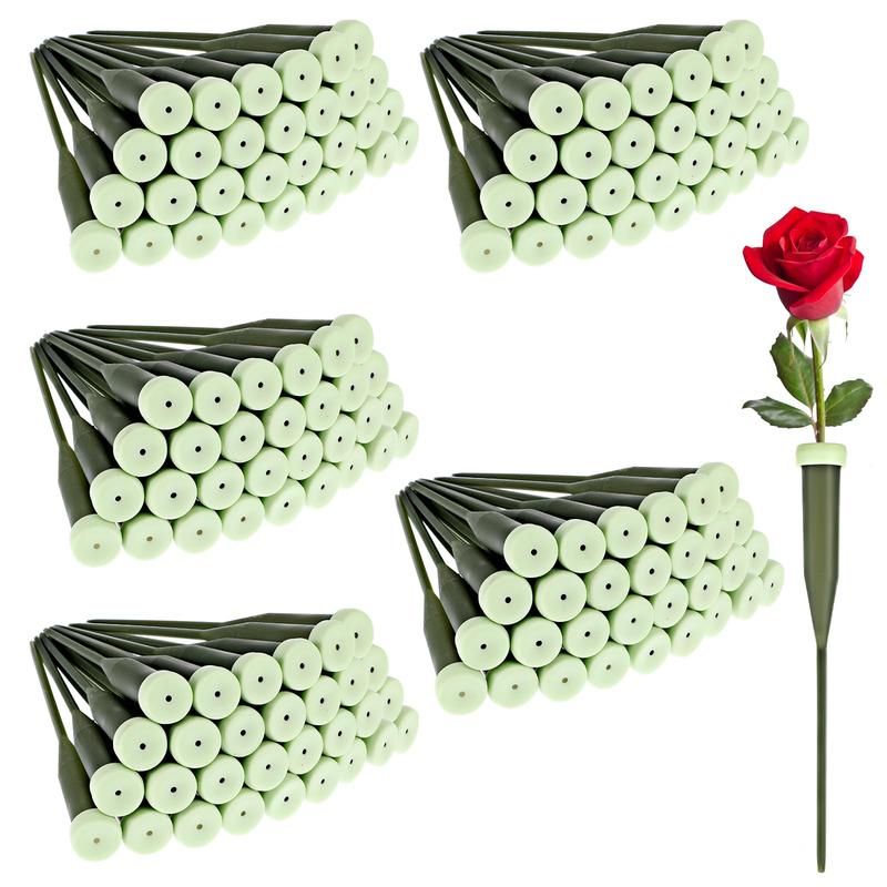 150 Pcs Floral Water Tubes Plastic Green Floral Tubes with Rubber ...