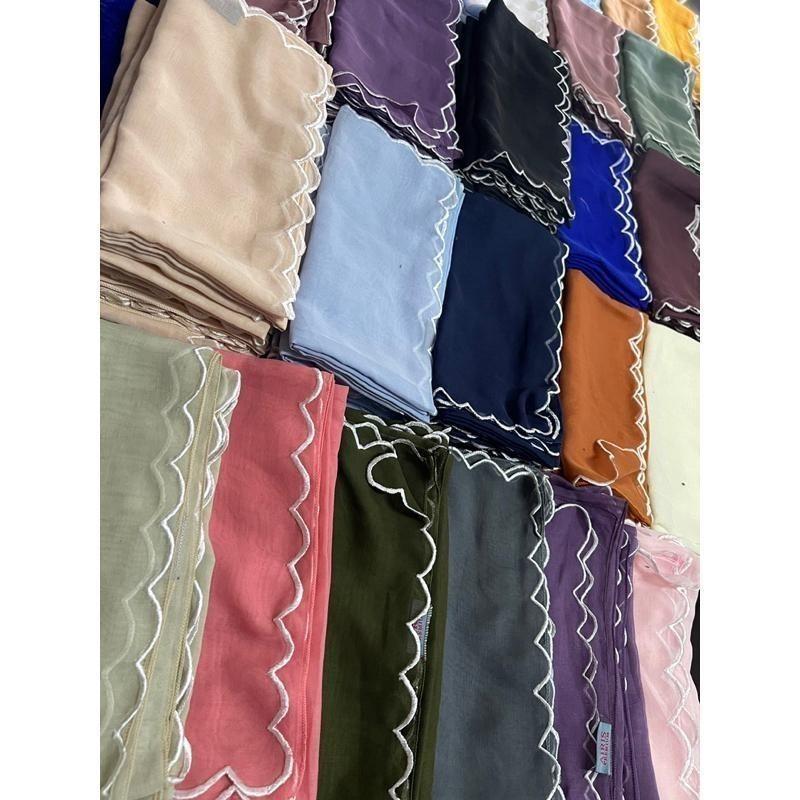 Tudung Bawal Sulam Cotton SOPHIA Embroidery Premium Plain Scarf ...